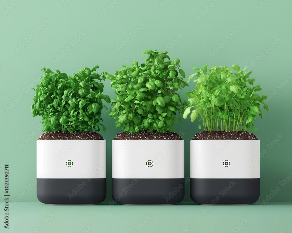 Technical sketch of a smart herb garden system for home kitchens, self ...