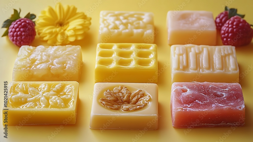 Energy bars aligned in horizontal rows, spaced equally on a solid ...