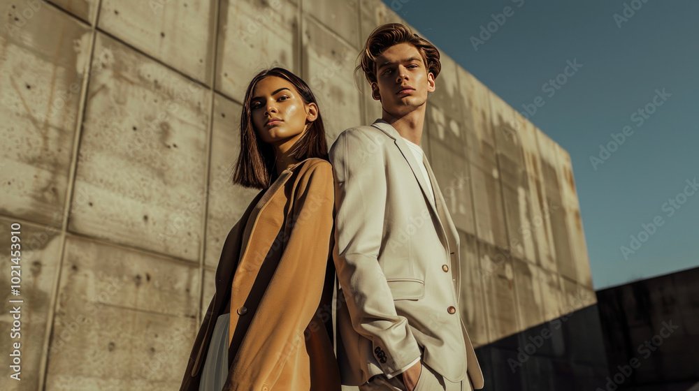 A luxury fashion lookbook showcasing slow fashion pieces, with models ...