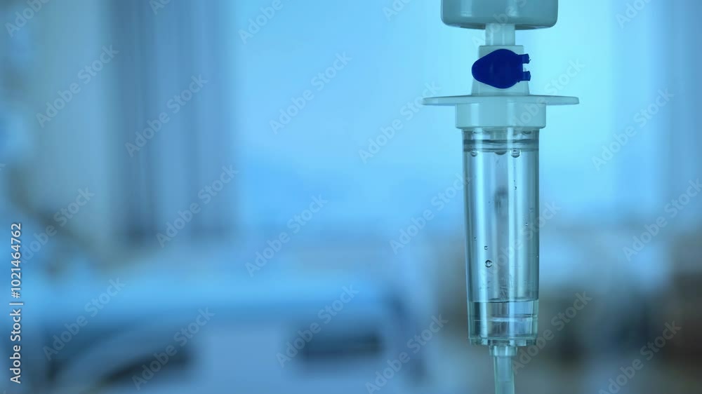 Dripping saline, Dripping medical perfusion close up equipment in ...