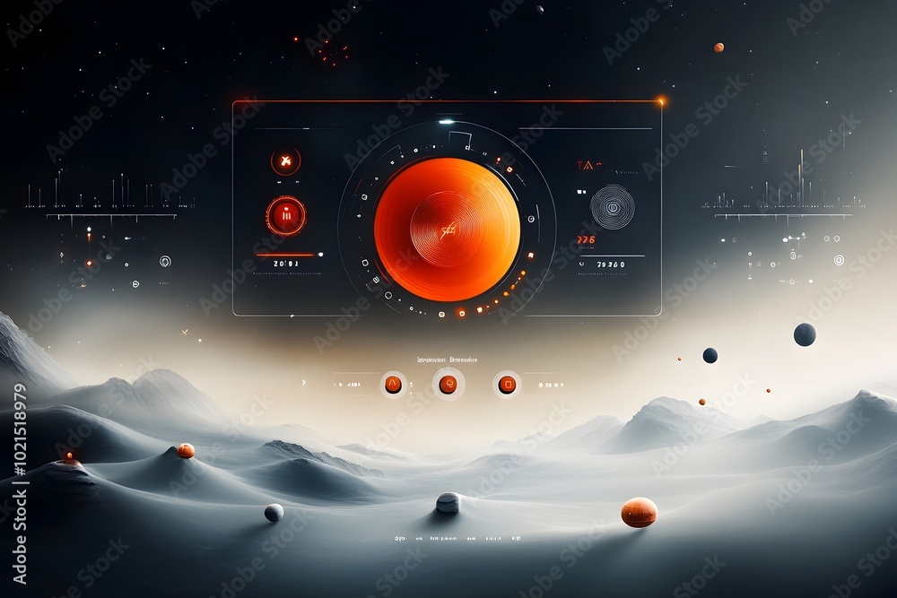 Stunning sci fi landscape with sleek and minimalist HUD and GUI design ...