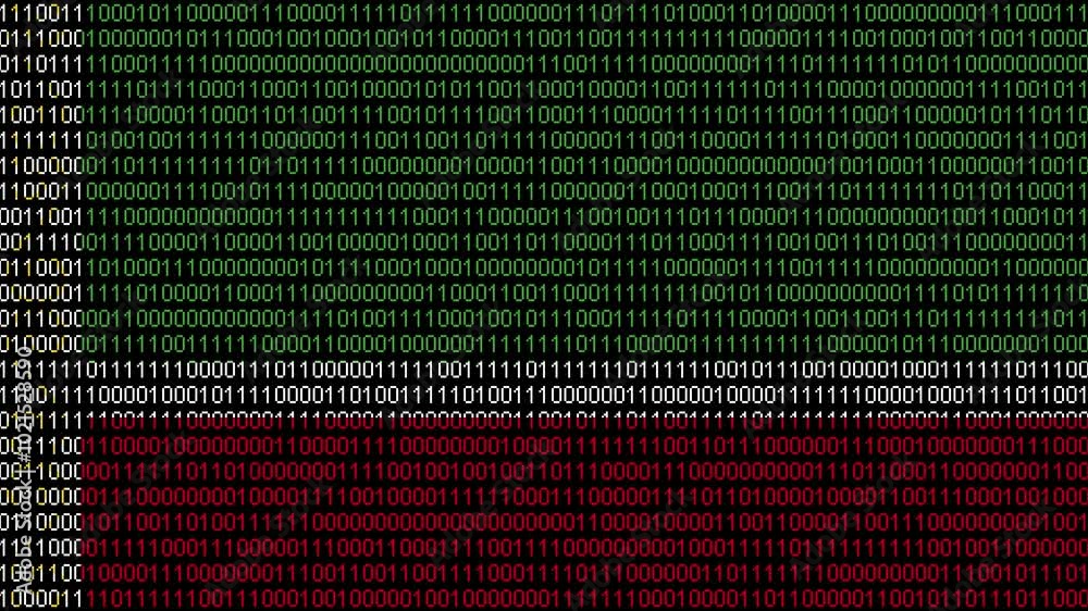 Binary code on flag of Chechen Republic. Program source code or Hacker concept on Chechen flag ...