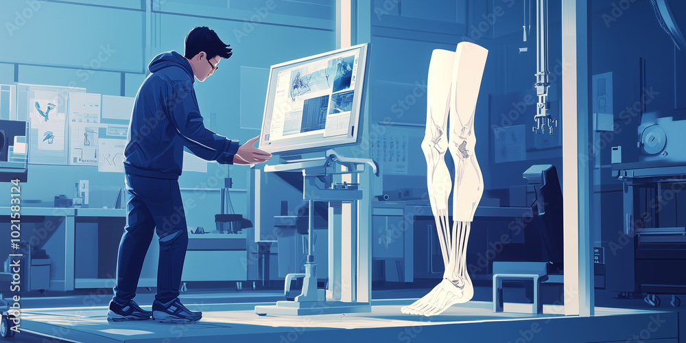 Prosthetist scanning a residual limb for a 3D printed socket ...