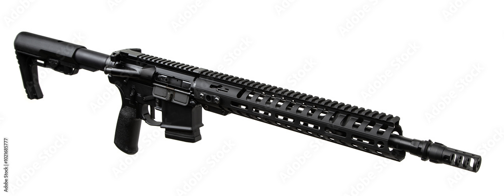 Modern automatic rifle isolated on white background. Weapons for police ...