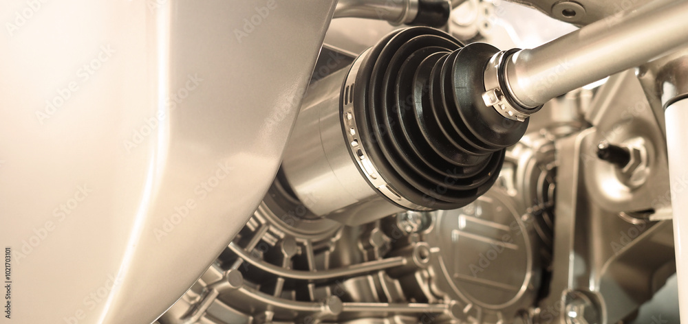 Car suspension and drive shaft. Structure of EV car spare parts. Such ...