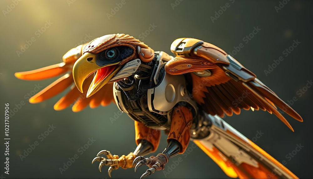 Robotic eagle, 8k unreal engine render, wires and gears, photorealistic ...