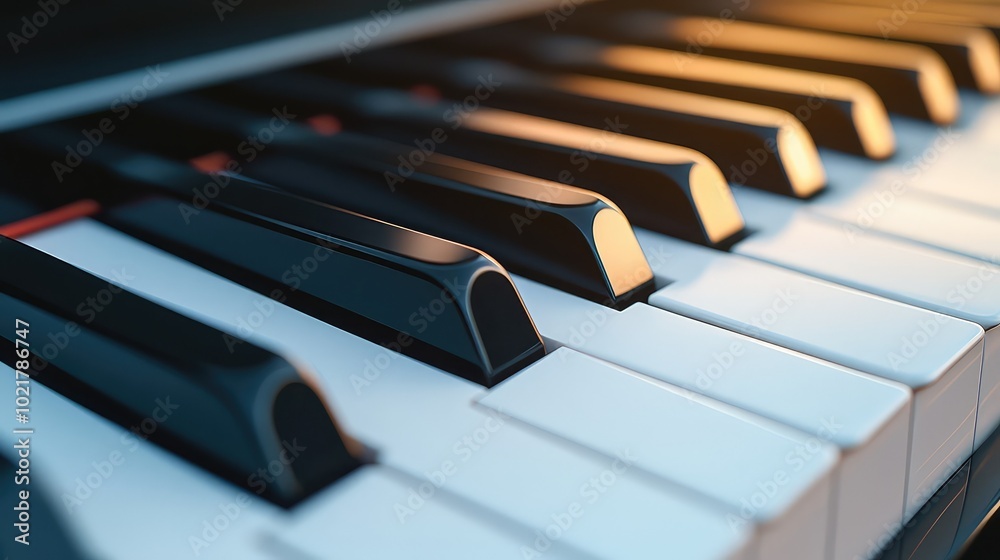 High-resolution close-up of electronic piano keys with sharp focus and ...