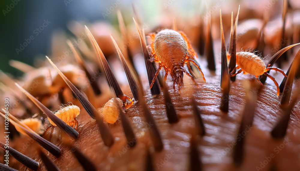 Infested Hair Follicles with Lice and Nits Stock Illustration | Adobe Stock