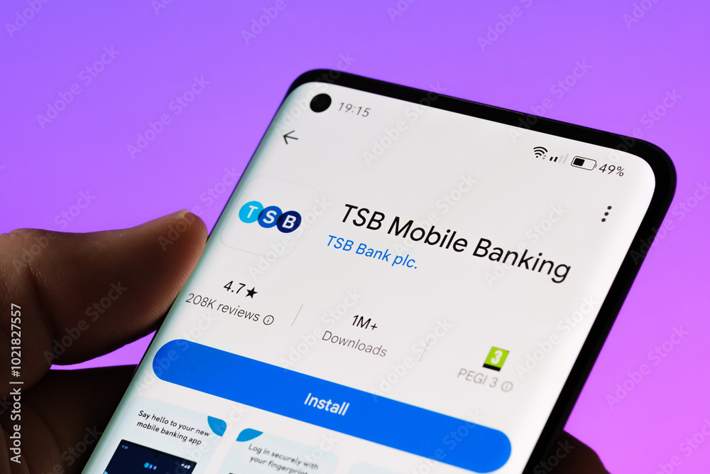 TSB Mobile Banking app installation screen displayed on a smartphone ...