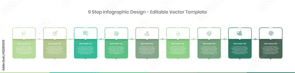 Nine Step Infographics Design Template, Chart diagram, Graph, Pie chart ...