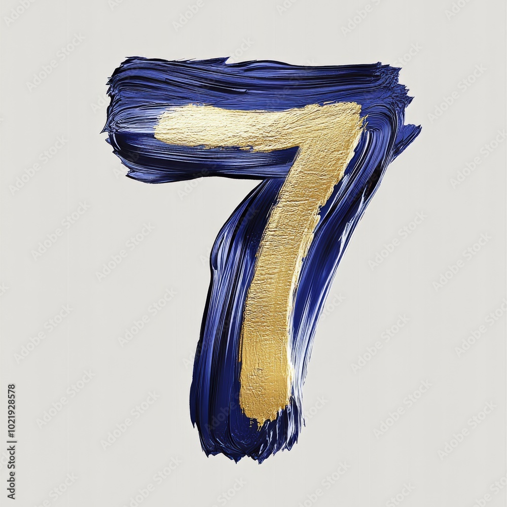 In a creative 3D style, the number 7 is formed by broad strokes of ...