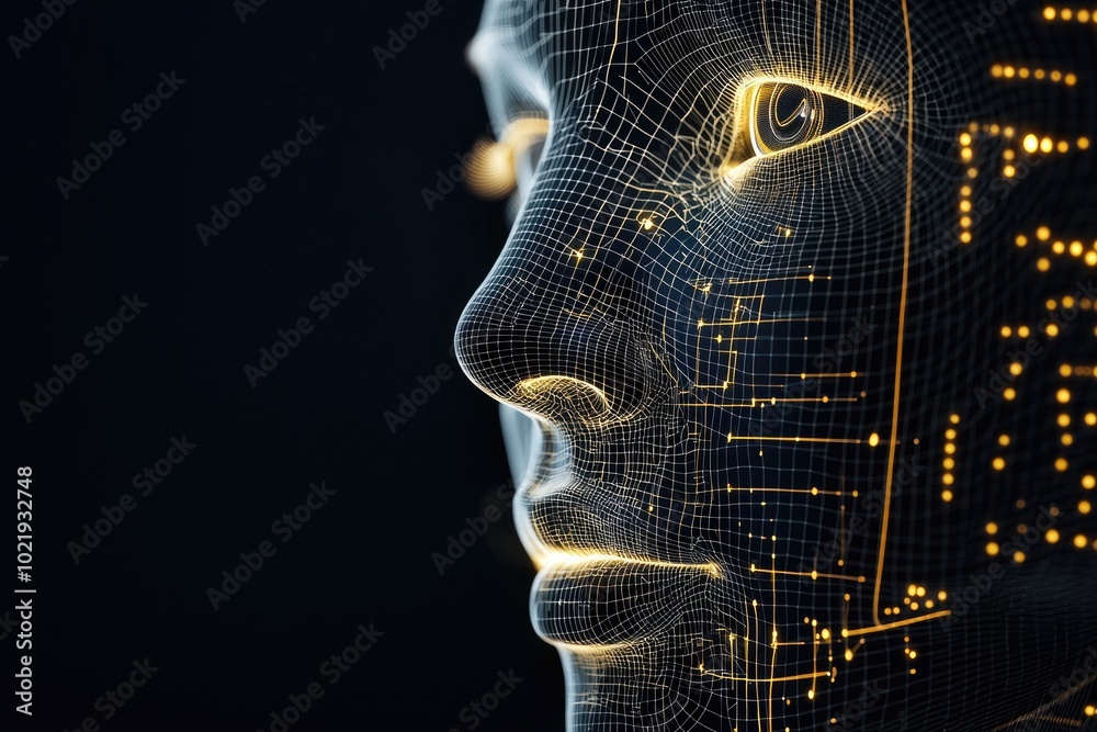 Biometric precision: advanced facial scanning line, the intricate ...