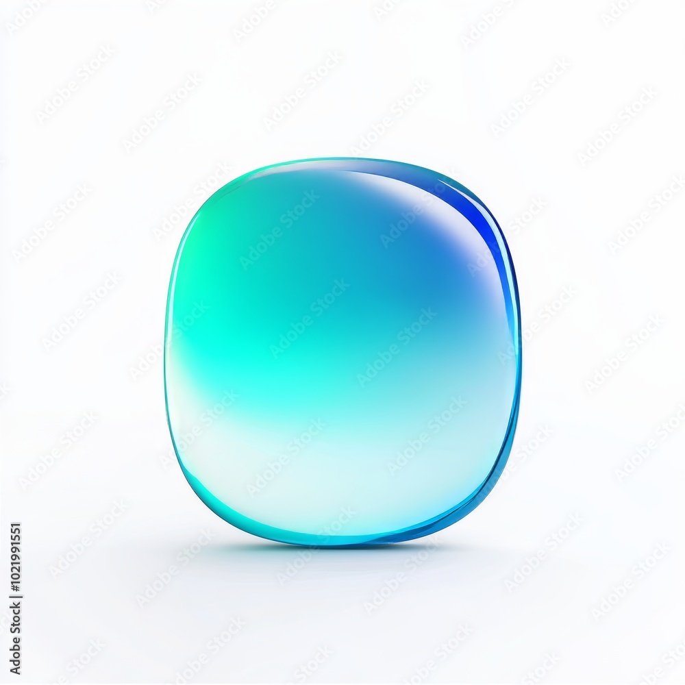 a simple rounded profile icon in the air, frosted glass, Emerald and blue gradient, isolated ...