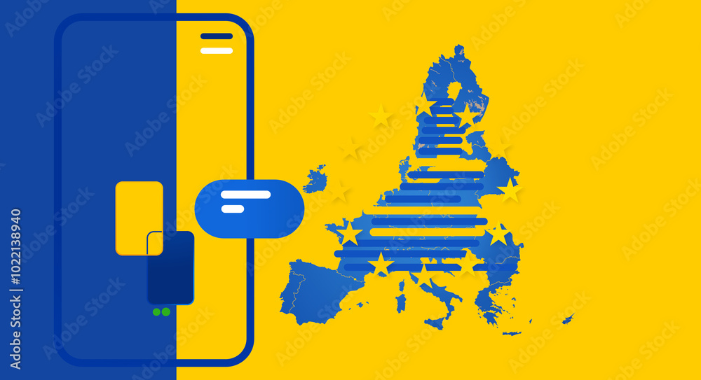 blank template of a smartphone and digital currency Digital-Euro or ...