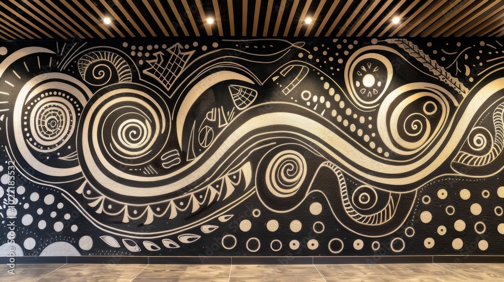 Aboriginal Artistry on Display, a striking wall adorned with intricate ...