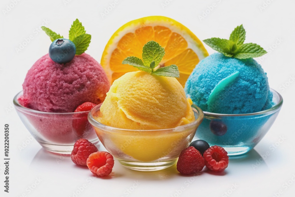 Colorful array of frozen treats in assorted flavors, including orange ...