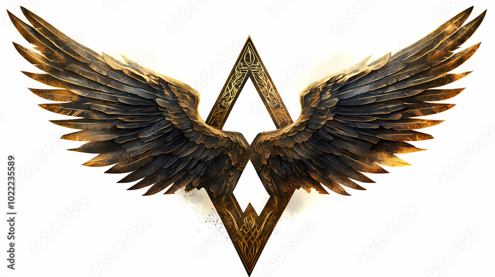 Valkyrie symbol with odin's valknut, norse mythology, isolated ...