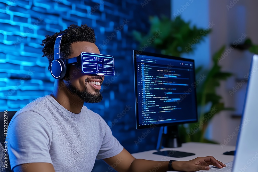 Minimalist depiction of a digital work environment with clean lines ...