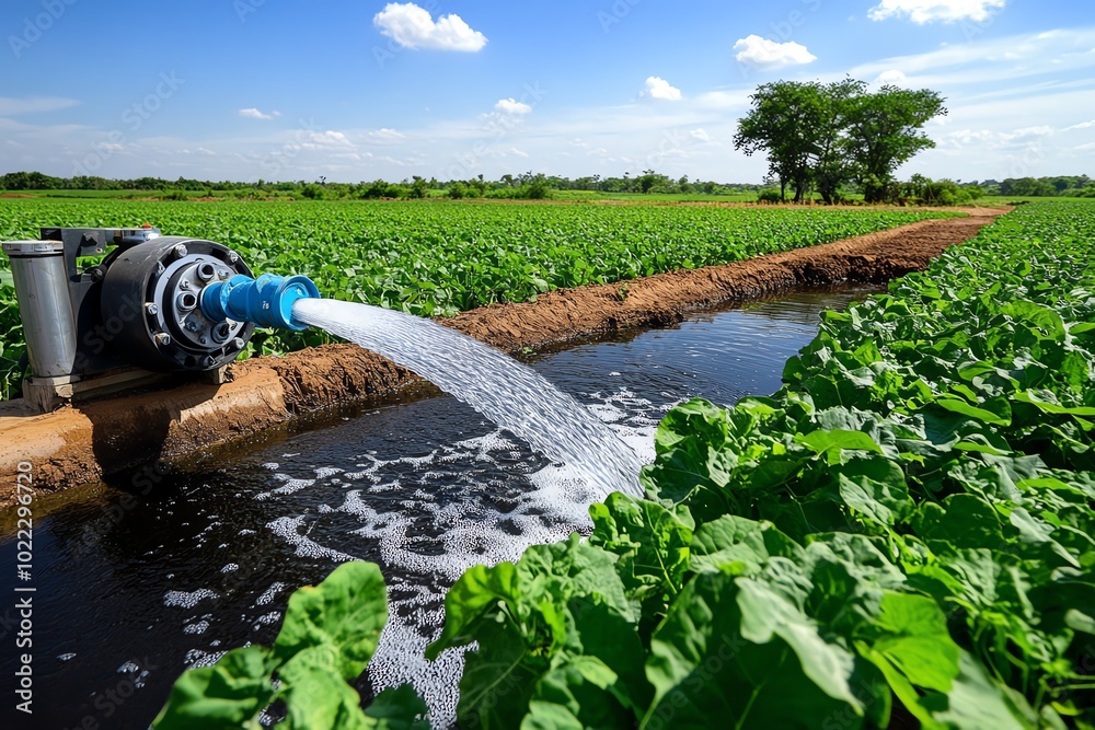 Realistic image of a rural irrigation system using drip irrigation ...