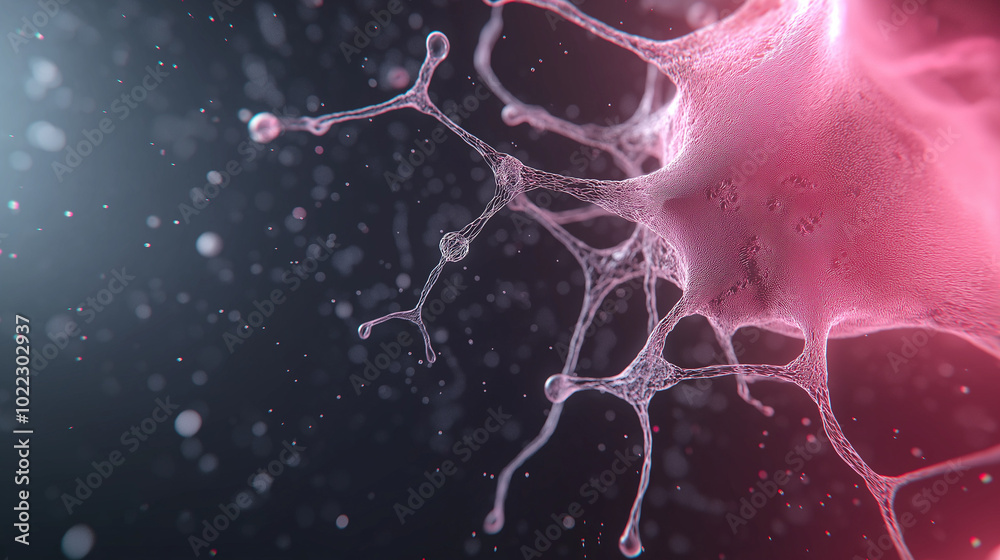 microscopic closeup of mycelium network branching out from the middle ...