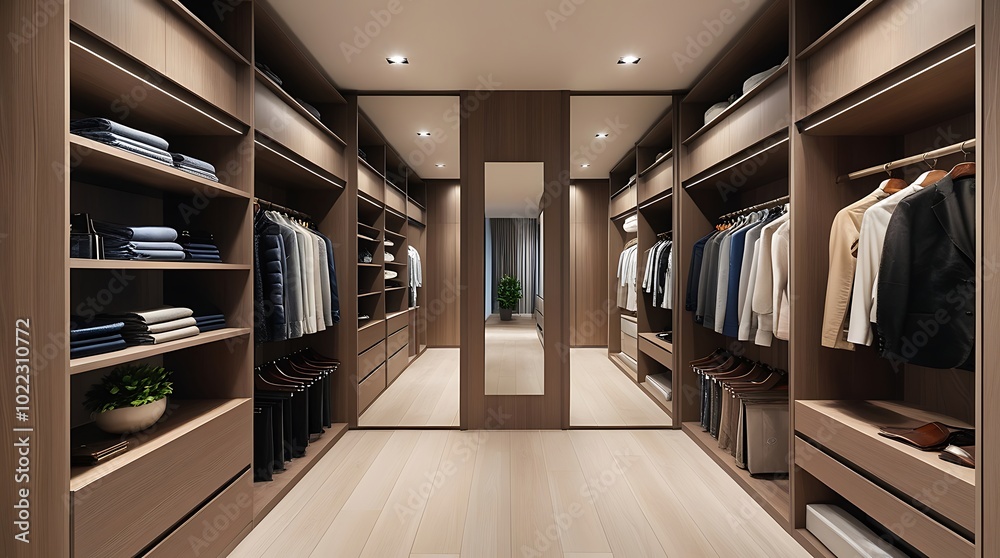 interior of a contemporary home's parota wood dressing room (23) Stock Photo | Adobe Stock