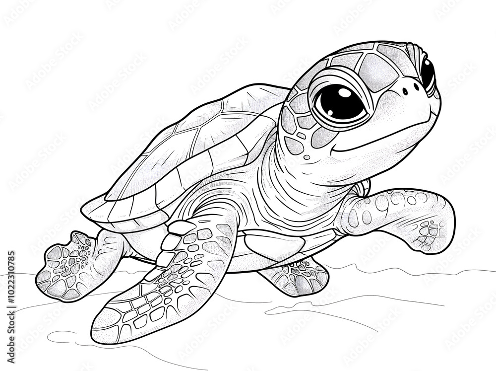 sea turtle coloring page, a simple line art drawing of the head and ...