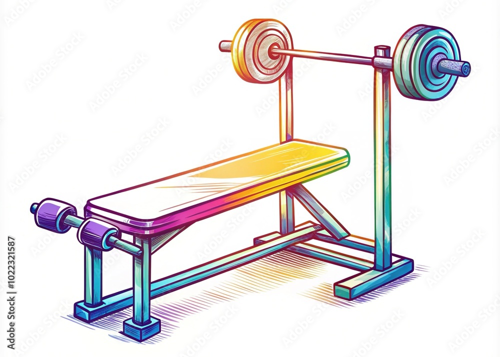 Elevate your marketing materials with a hand-drawn weight bench outline ...