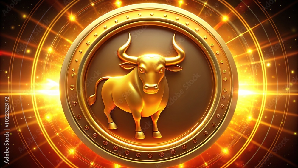 Featuring a stunning Golden Taurus zodiac sign, this seamless loop ...