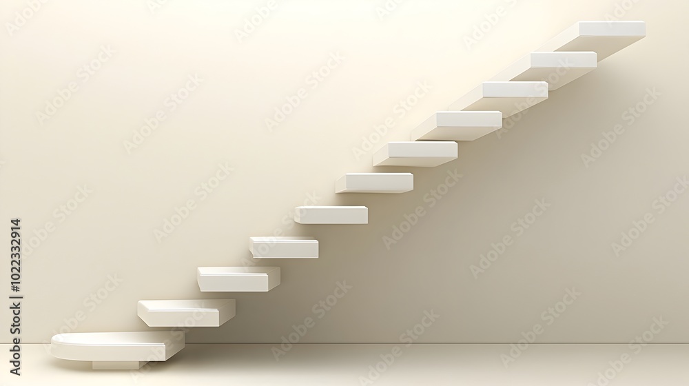 Rendering of a Floating White Staircase Design with Minimalist ...