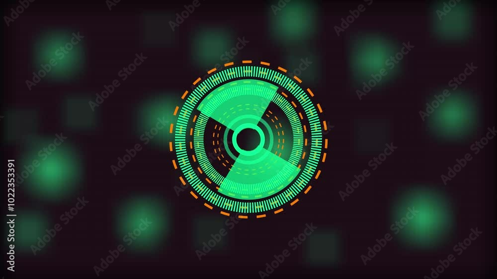 Motion graphic of Blue digital money logo with rotation HUD UI circle ...