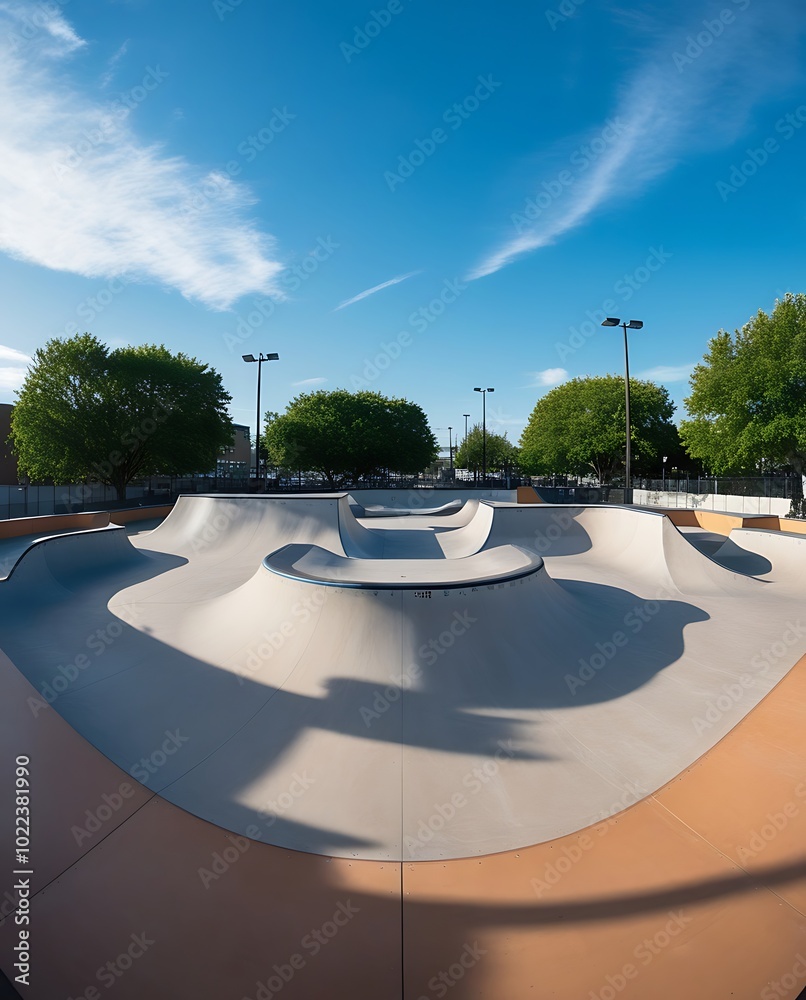 view of a ramp for skateboards and in-line skates in the skatepark ...