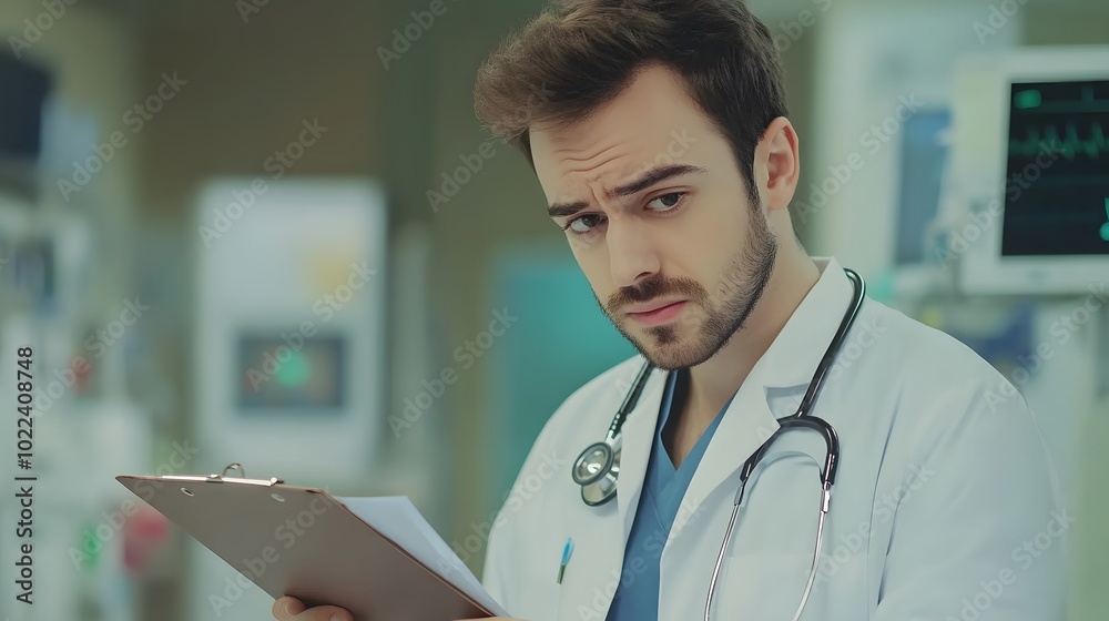 Doctor meticulously reviewing detailed medical charts, ensuring precise ...
