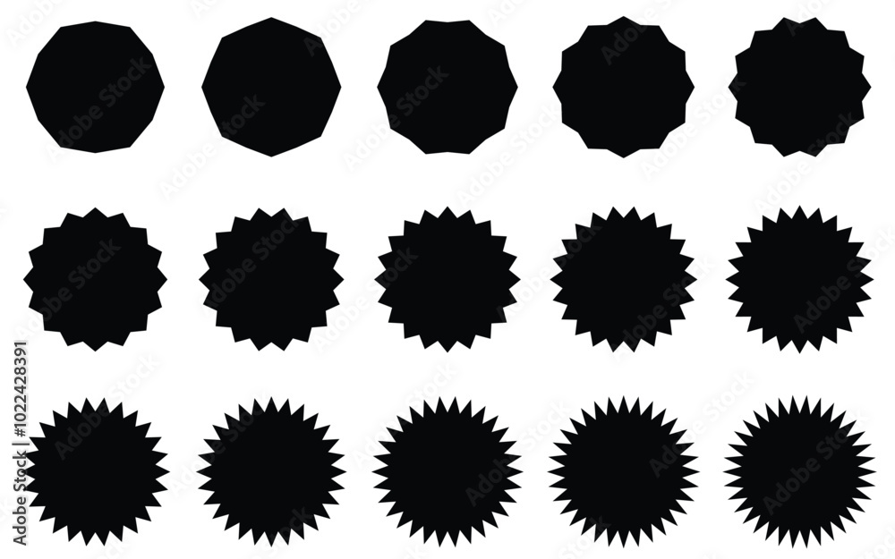 Circle, star shape sticker for sale tags, labels, badges with zigzag ...