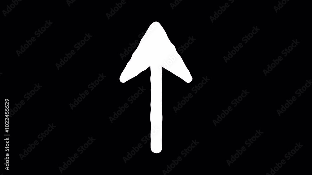 Hand-drawn loopable shaky up arrow isolated on a transparent 4k ...