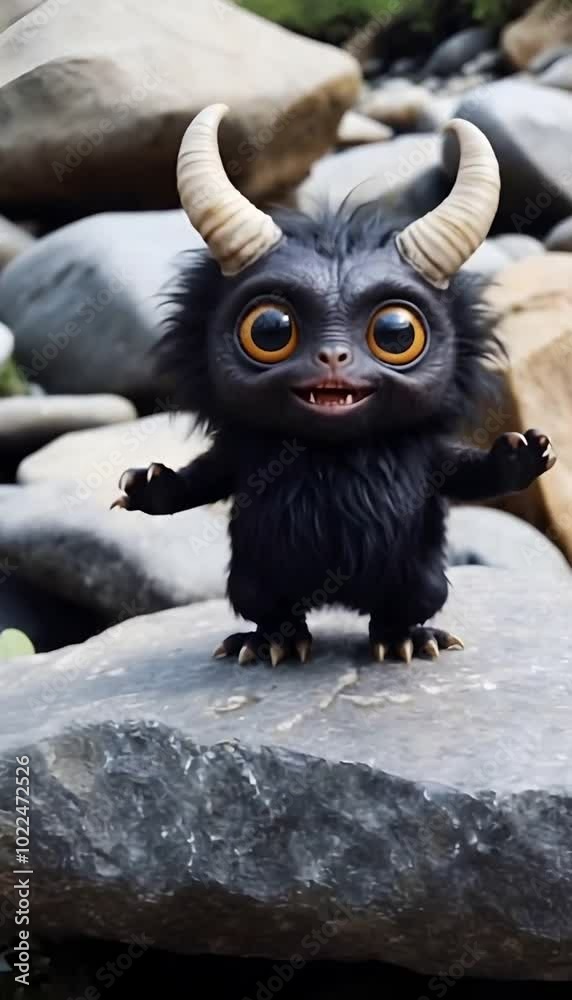 vertical video 3d animation strange evolutionary creature funny face ...