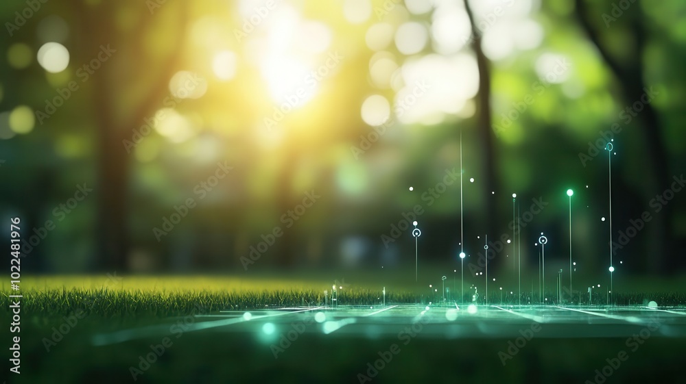 Foto de Smart irrigation system in a green city park with sensors ...