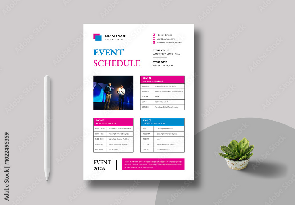 Event Schedule Design Layout Stock Template | Adobe Stock