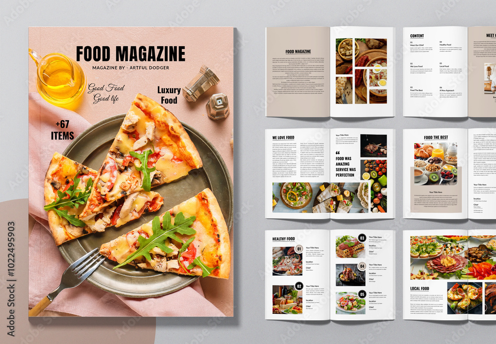 Food Magazine Layout Stock Template | Adobe Stock