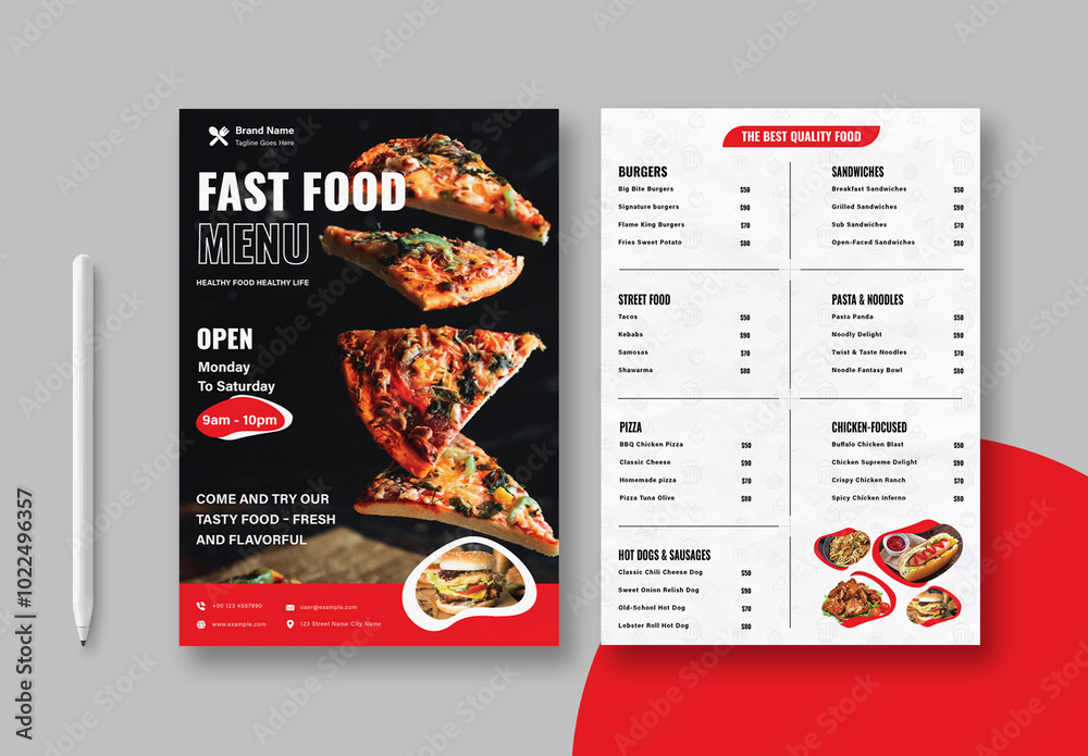Restaurant Fast Food Menu Template Layout Stock Template | Adobe Stock