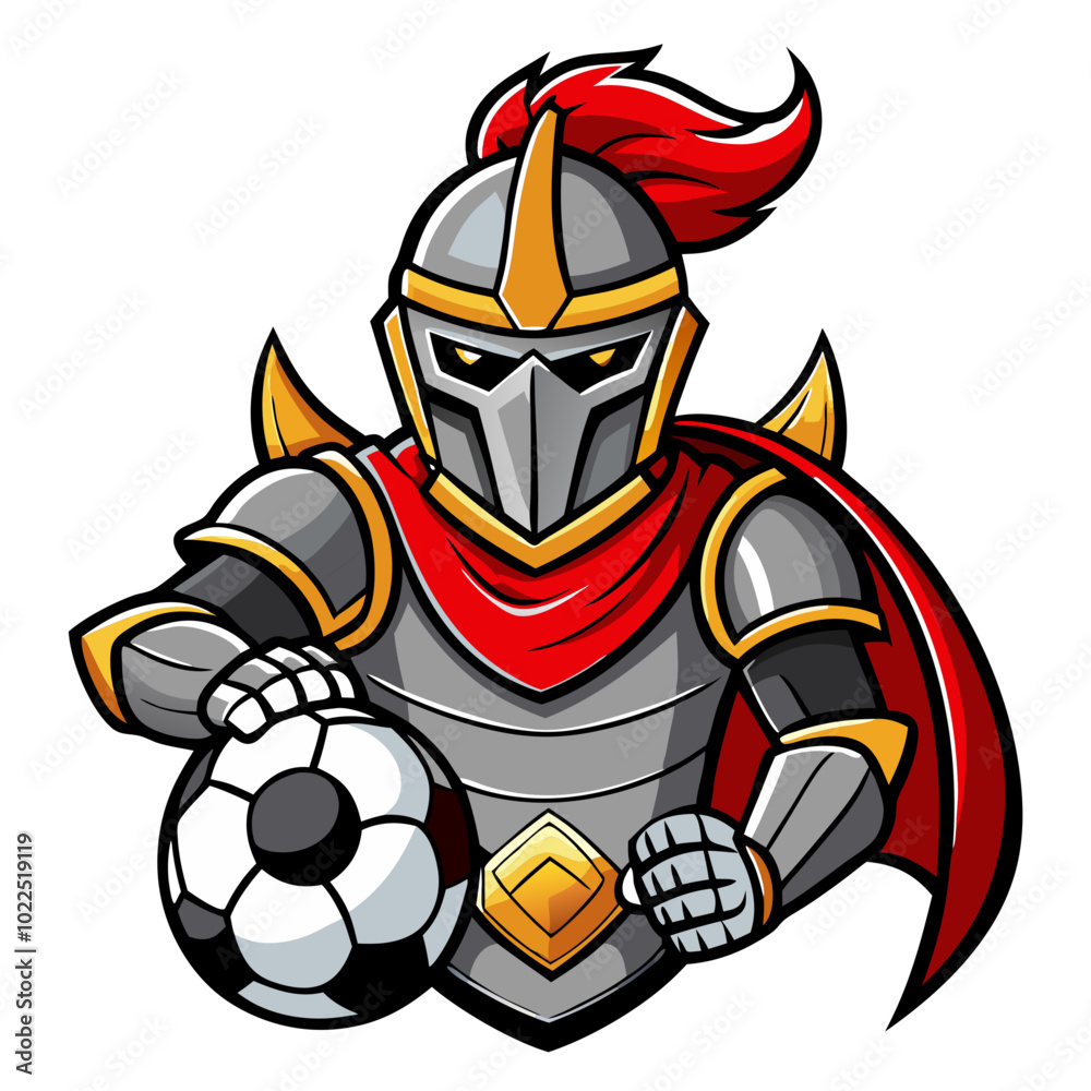 Knight of the Soccer Field: A valiant knight, clad in gleaming armor ...