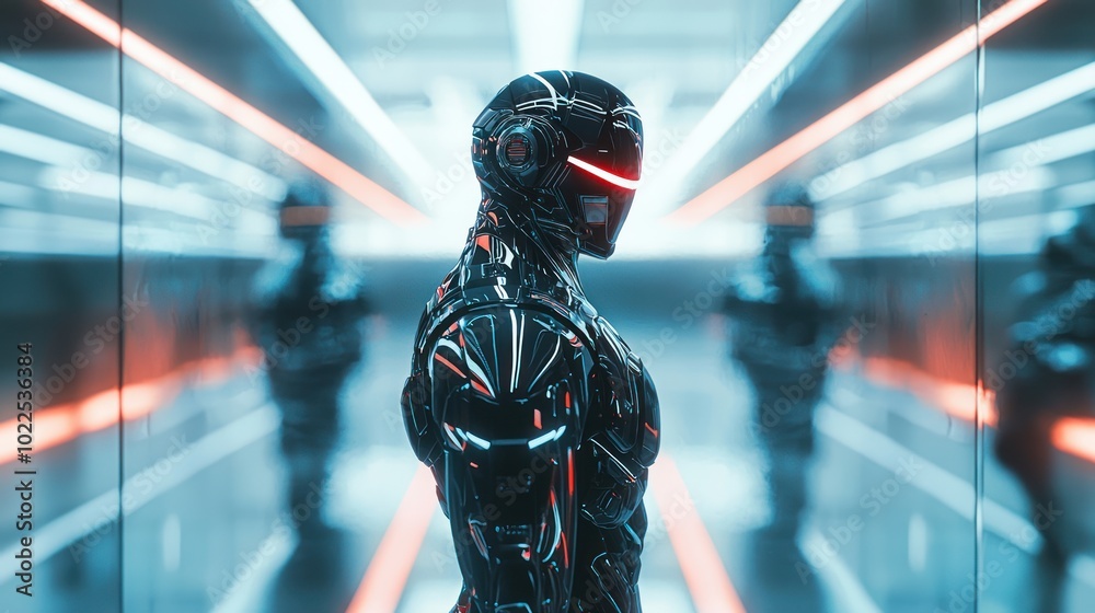 armor reflected in a creative context, featuring a futuristic warrior ...