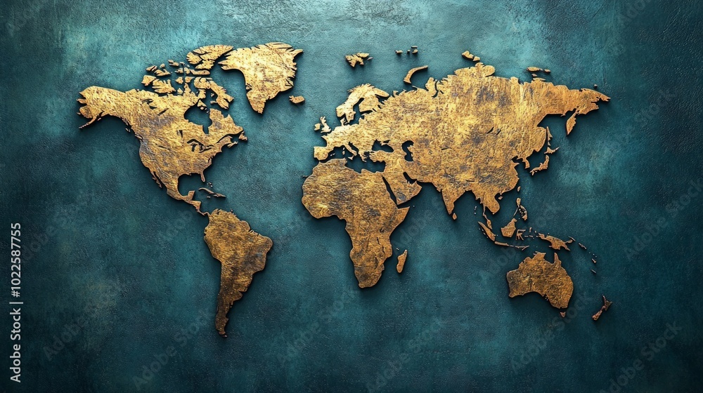 World Map Highlighting Geographical Regions, a detailed illustration ...