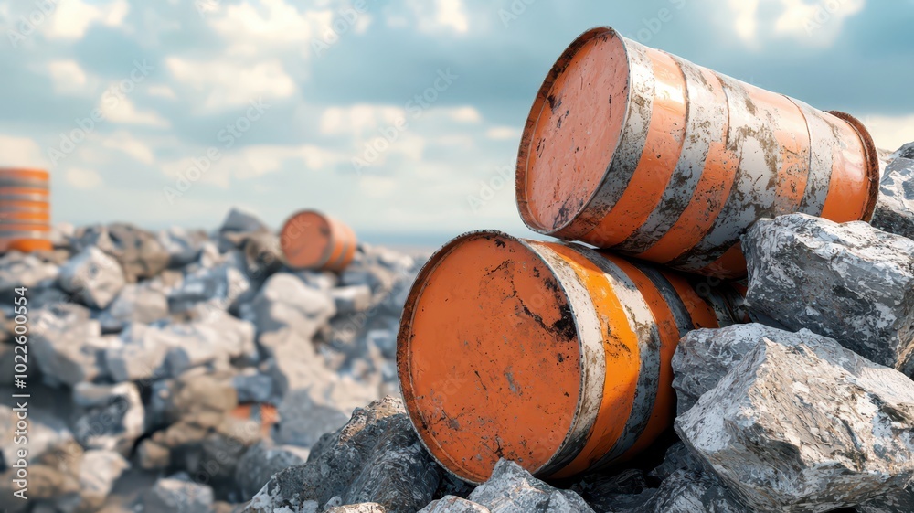 toxic waste dump leaking harmful chemicals into the environment, with ...