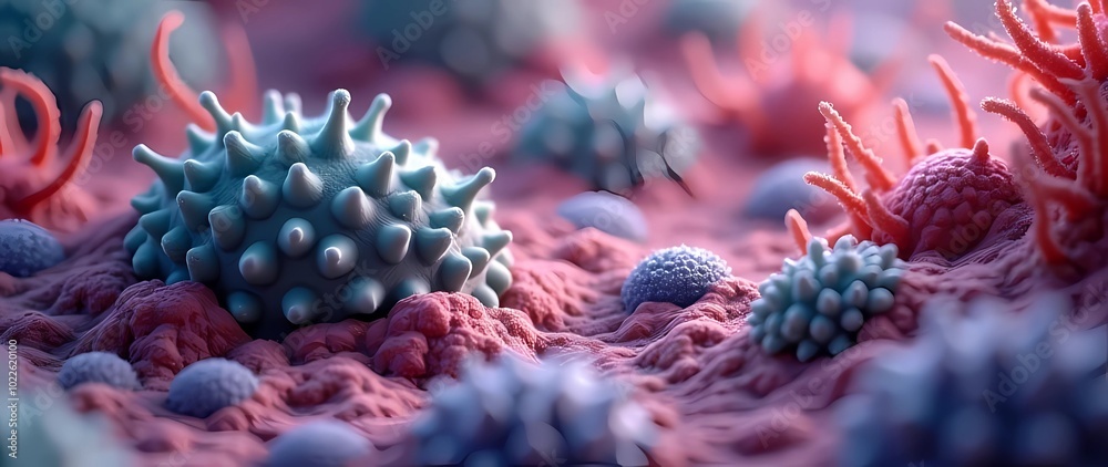 Close up texture illustration of microorganisms with amazing light ...
