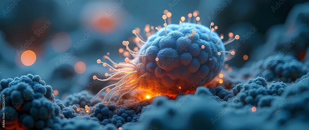 Close up texture illustration of microorganisms with amazing light ...