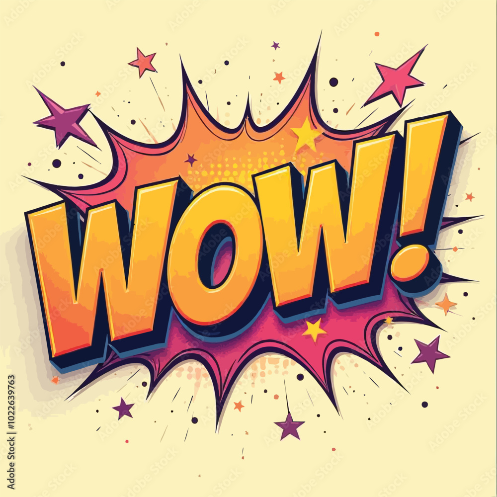 Wow Comic Text Speech Bubble Vector With The Text WOW And Exclamation ...