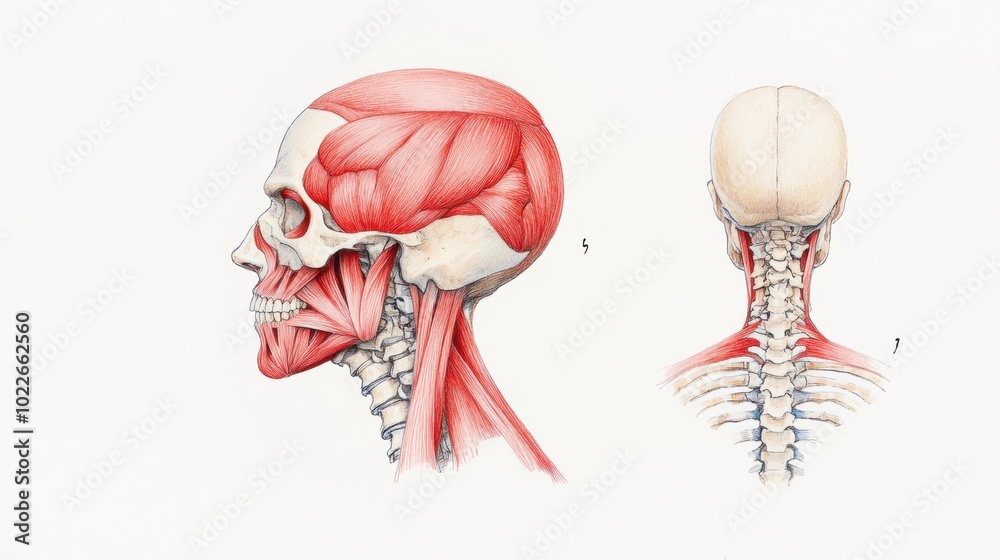 Detailed Anatomical of the Human Head and Neck Muscles and Skeletal ...