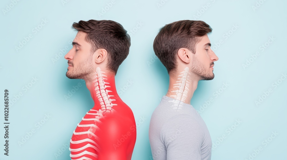 An illustration showing the difference between good and bad posture ...