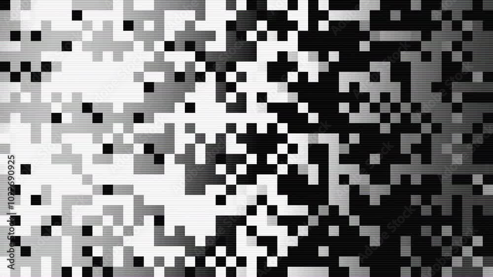 Abstract pixelated interlaced flowing rainbow black and white noise ...
