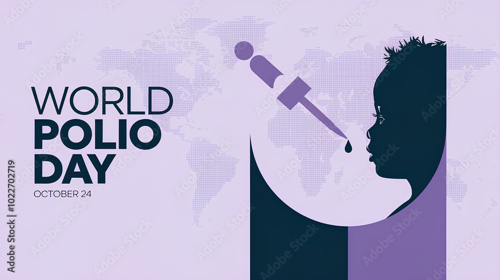 Information banner with the inscription ‘World Polio Day’, symbolising ...